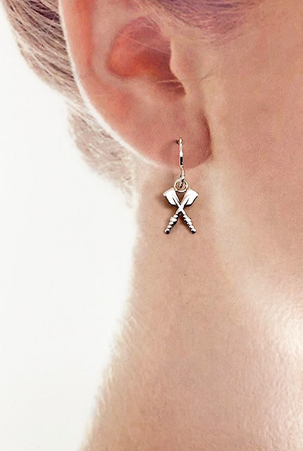 Rowing Petite Crossed Hatchet Oars on Wire Dangle Earrings made by Rub ...
